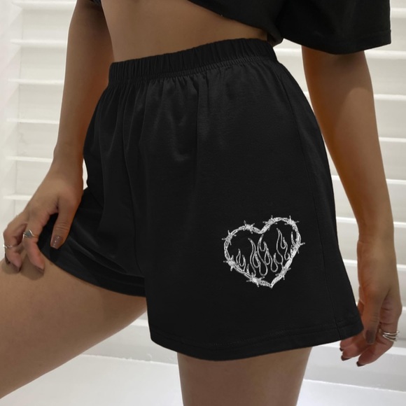 SHEIN | Shorts | Shein Heart Print Shorts | Poshmark
